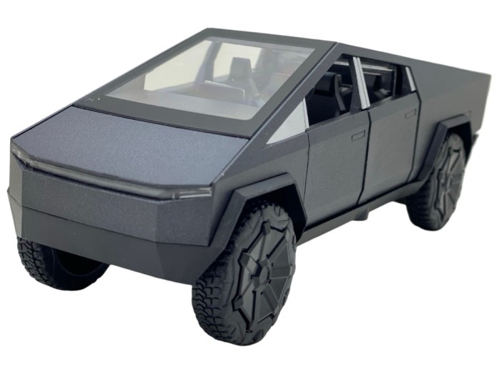 Macheta metal Tesla Cybertruck gri inchis 1:32 cu sunete, lumini si ...