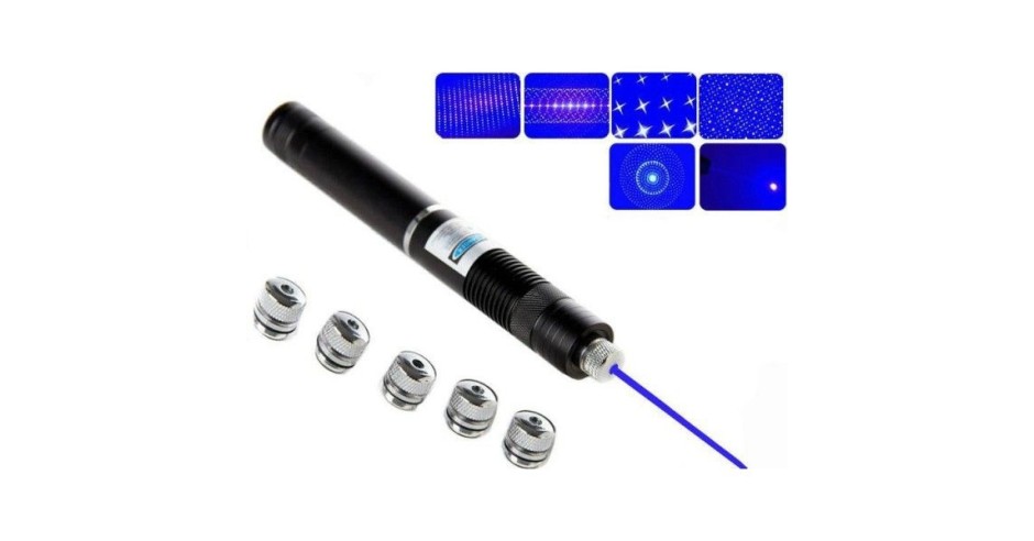 Laser Albastru 50000mW, 2 Acumulatori, 5 Capete 3D, Indicator ...