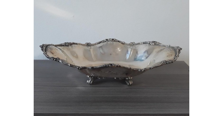 FRUCTIERA VECHE DIN ARGINT MASIV 714 GR - 35 CM MARCAJ PERIOADA ...