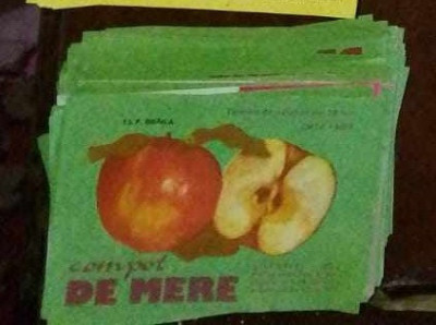 Reclama veche,Lot 5 etichete vechi nefolosite COMPOT DE MERE,etichete ...