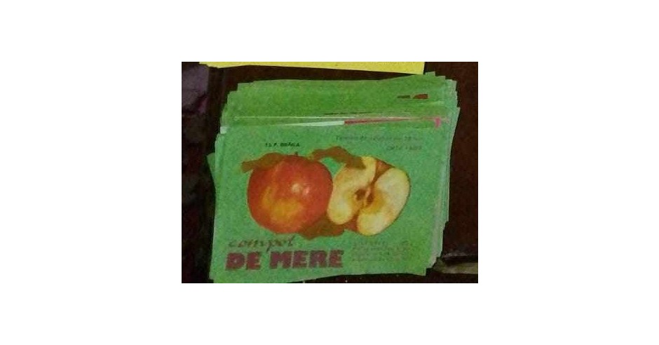 Reclama veche,Lot 5 etichete vechi nefolosite COMPOT DE MERE,etichete ...