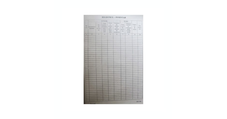 Registru inventar vertical, format A4, orientare portret, 100 file ...