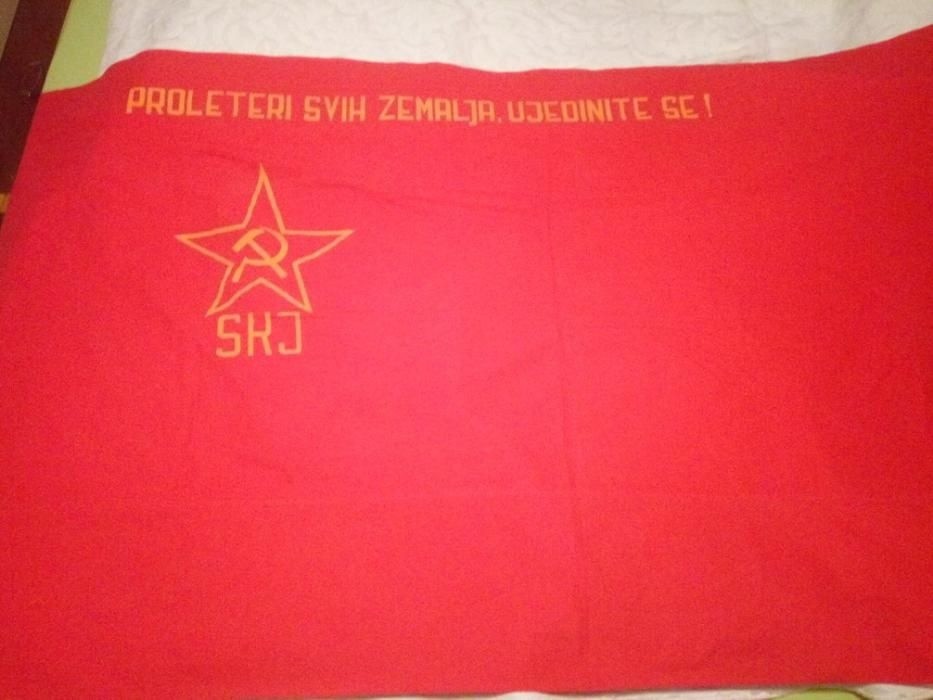 RARITATE colectionari! Steag original Partidul Comunist Iugoslav ...