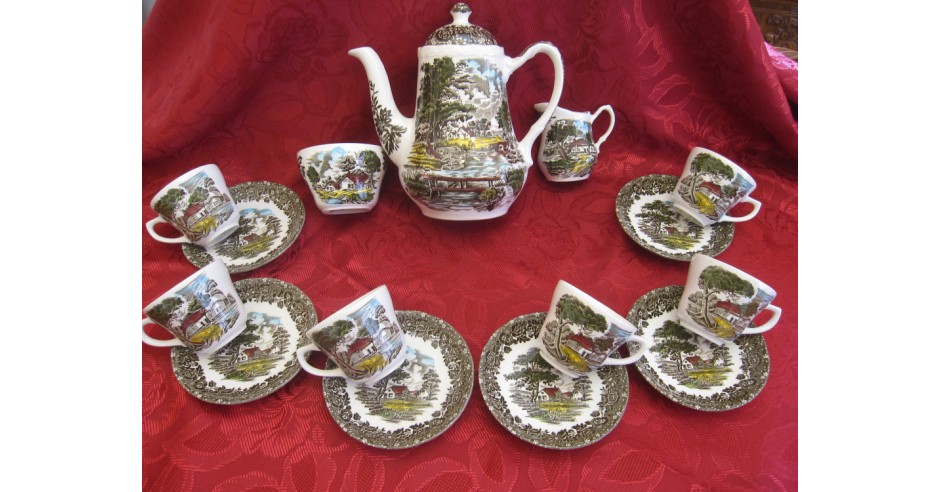 SET / SERVICIU CAFEA PORTELAN ENGLEZESC GRINDLEY STAFFORDSHIRE ...