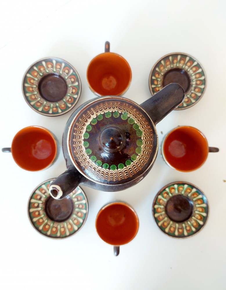 Ceramica de Oboga - Set cafea ceai - Arta populara din Oltenia | arhiva ...