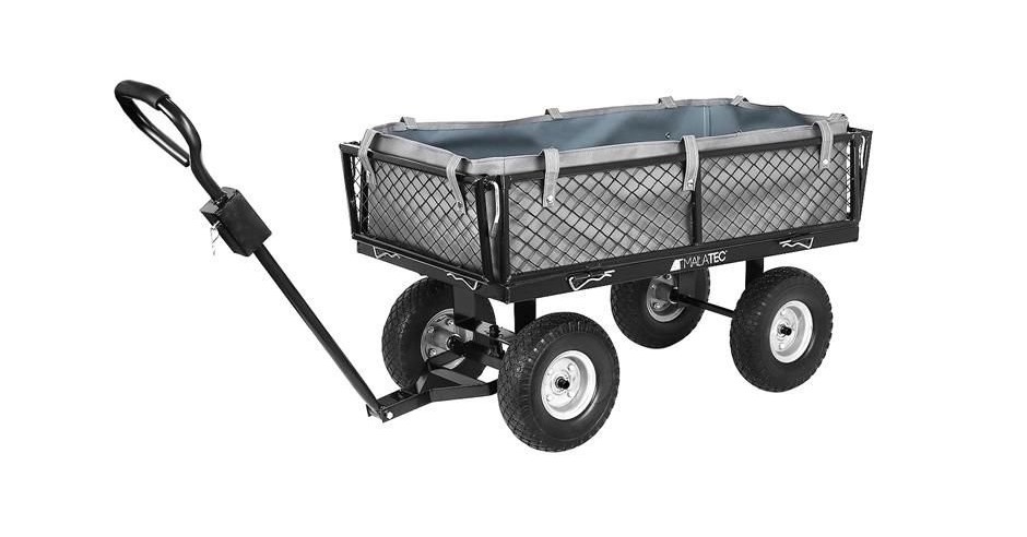 Carucior Metalic Remorca pentru Curte sau Gradina, cu Husa Detasabila ...