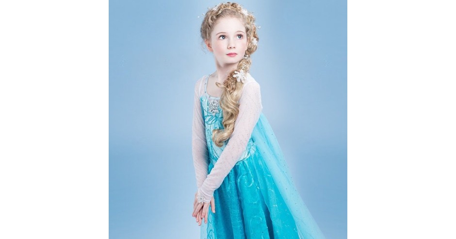 Rochie/rochita Elsa Frozen cu trena lunga petreceri tematice/aniversari ...