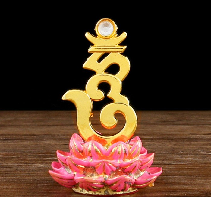 Silaba Hum pe lotus cu mantra Akshobhya, obiect feng shui pentru ...