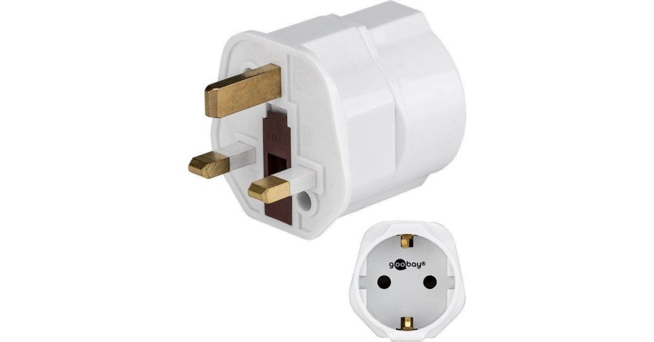 Adaptor priza EU SCHUKO - priza UK cu pamantare pentru calatorii Goobay ...