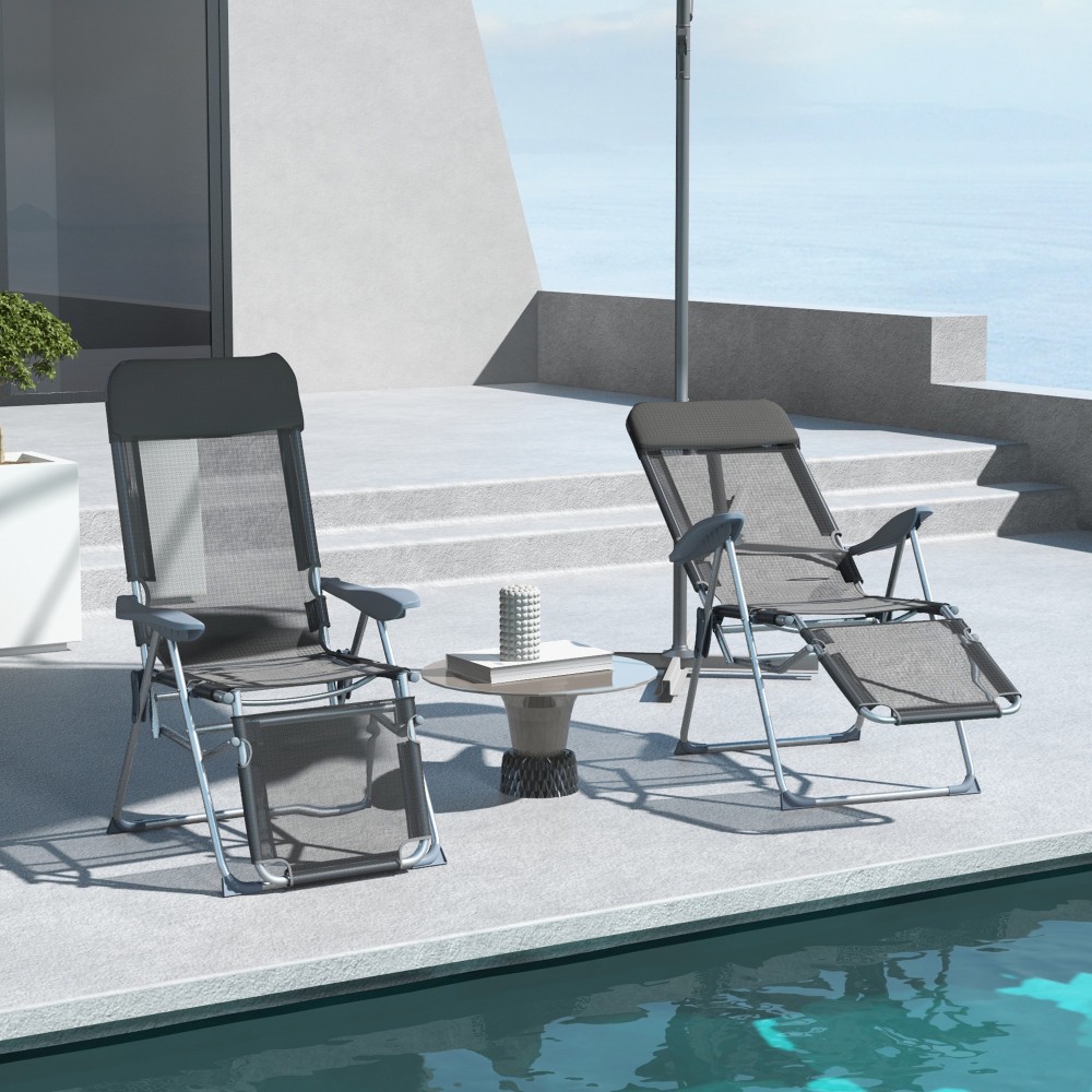 Outsunny Set de 2 scaune rabatabile exterioare pentru gradina cu suport ...