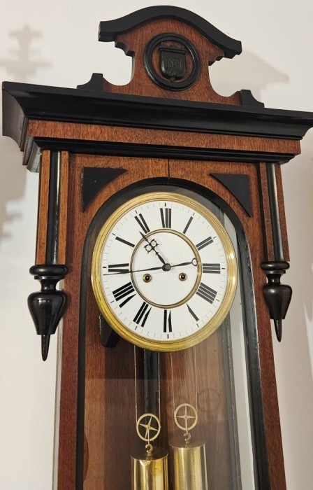 Ceas de perete cu pendula si 2 greutati anii 1870 | Okazii.ro