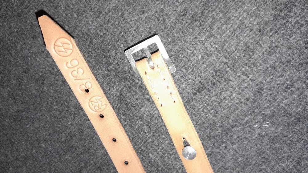 Curea barbie ptr. casca militara germana WW2 cu sigla RZM 8/36 SS ...