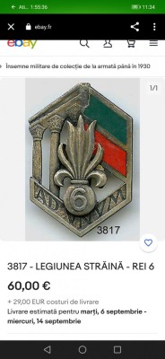 Insigna vintage Legiunea Straina | Okazii.ro