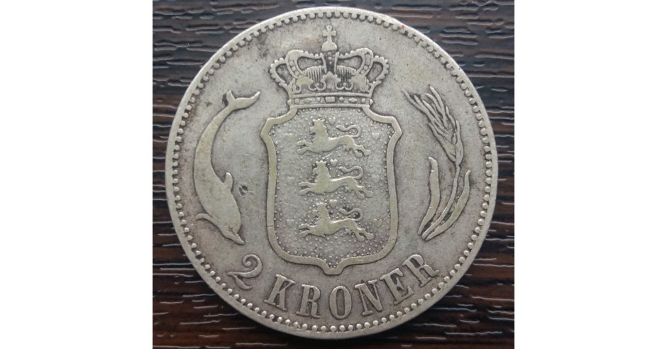 (A145) MONEDA DIN ARGINT DANEMARCA - 2 KRONER 1875, REGELE CHRISTIAN IX ...