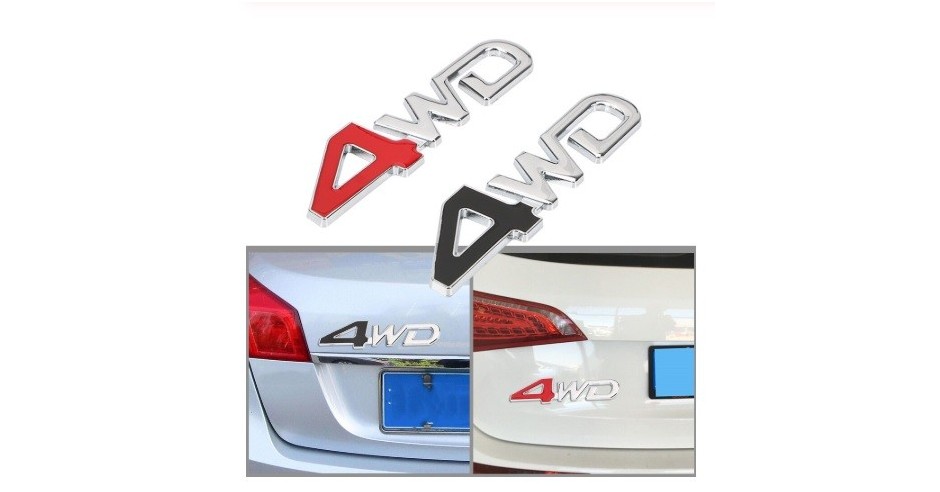 Emblema 4WD Metalica Auto, Logo Universal, Rosu/Negru, Adeziv Inclus ...
