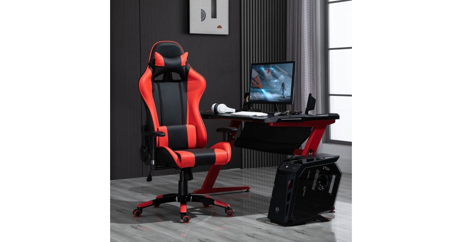 HOMCOM Fotoliu de Birou Gaming Rotativ Reclinabil in Piele Sintetica ...