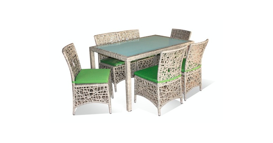 Set mobila terasa,gradina RAKI din ratan 7 piese masa dreptunghiulara ...