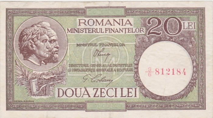 ROMANIA 20 LEI ND (1947,1948,1950) Luca Ciobanu VF | Okazii.ro