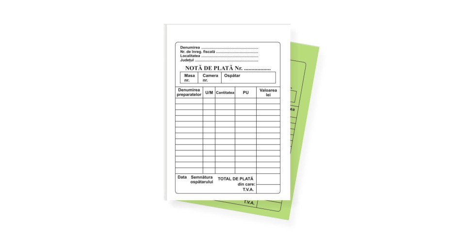 Nota de Plata A6, 2 Ex, 50 Seturi/Carnet - Formular Tipizat Contabil ...