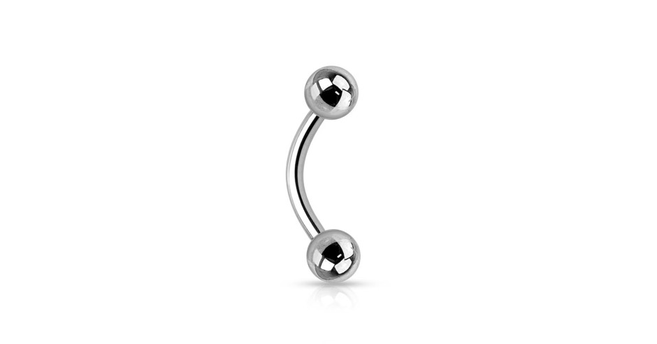 Piercing Ureche Barbell Curbat Argintiu 1.2x8x3/3 Otel Chirurgical ...