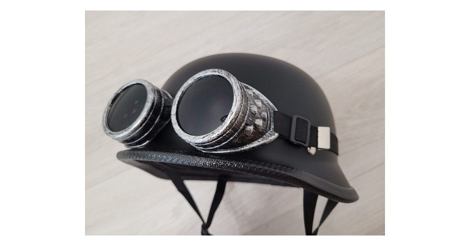 Casca moto nazi/chopper cu ochelari retro rotunzi | arhiva Okazii.ro
