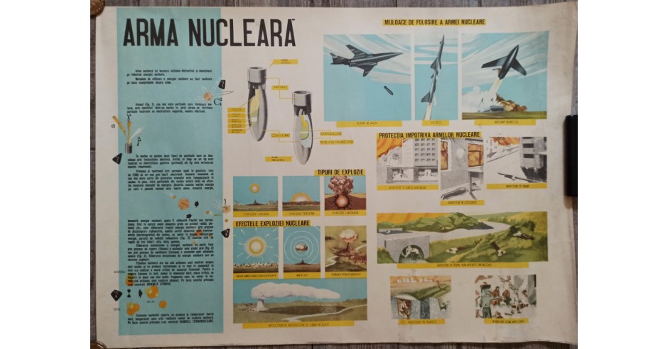 Arma Nucleara// plansa didactica din perioada comunista | arhiva Okazii.ro