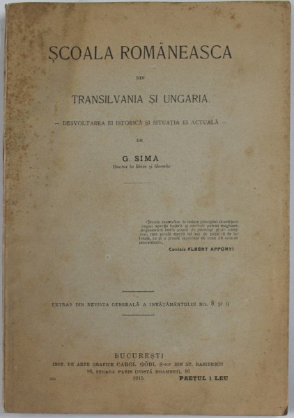 SCOALA ROMANEASCA DIN TRANSILVANIA SI UNGARIA - DEZVOLTAREA EI ISTORICA ... SCOALA ROMANEASCA DIN TRANSILVANIA SI UNGARIA - DEZVOLTAREA EI ISTORICA ...