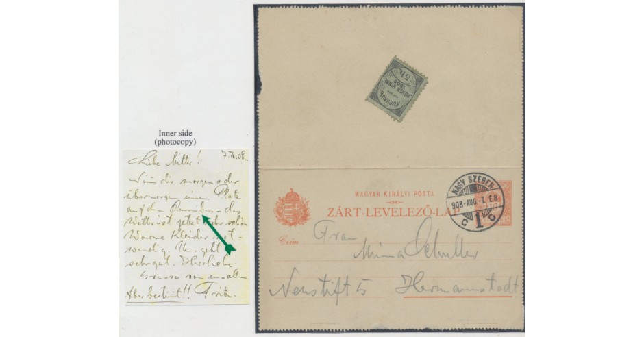 Posta locala Paltinis Hohe Rinne timbru local de 5h din 1906 circulat ...