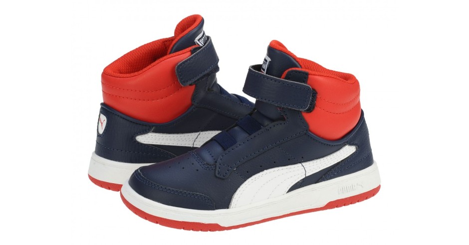 Adidasi ghete copii Puma Full Court High V Kids peacot-white-high risk ...