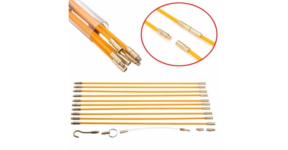 Set Bara Fibra Sticla Tragere Cabluri 10m x 4mm + 5 Capete Filetate ...