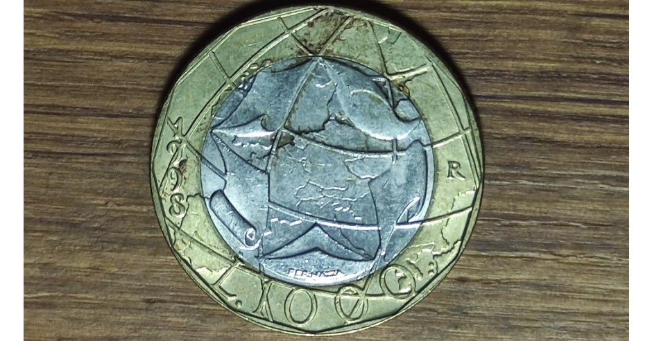 Italia - moneda de colectie bimetal - 1000 lire 1998 - harta Germaniei ...