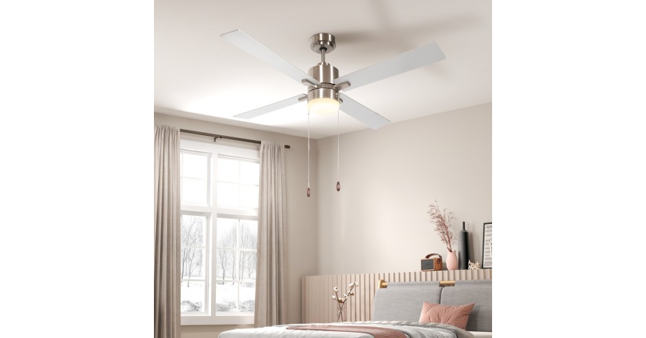 HOMCOM Ventilator de tavan cu lumina, 130cm Ventilator de tavan | Okazii.ro