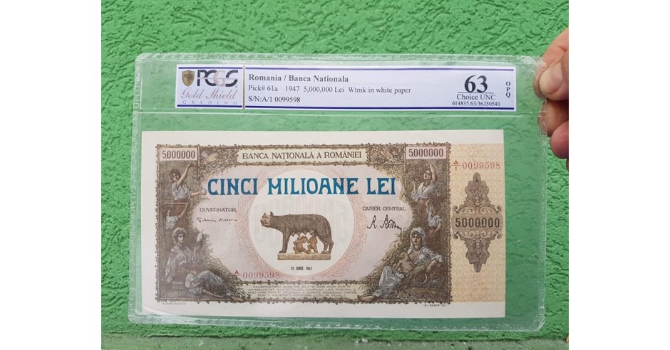 Romania bancnota gradata 5000000 LEI 1947 UNC | arhiva Okazii.ro