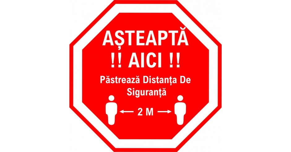Indicator Autocolant De Podea ? Pastrati Distanta, dimensiune 30 x 30cm ...