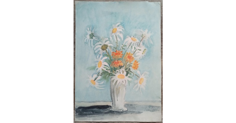 Vas cu flori// acuarela Rodica Raileanu 1988, Portrete, Cerneala, Altul ...