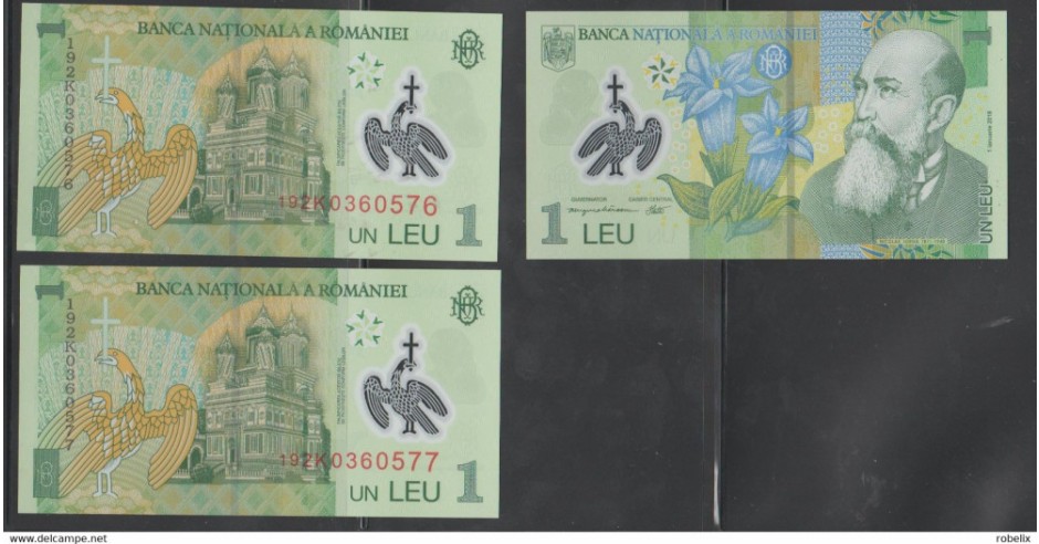 ROMANIA 1 LEU x 2 - 2018 (retiparit 2019) -Serii consecutive ...