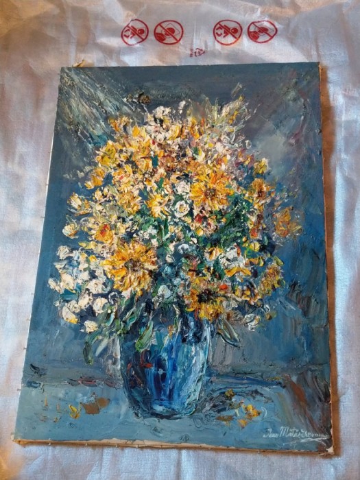 Tablou semnat pictor roman Ioan Matasareanu, pictura desen tehnica ...