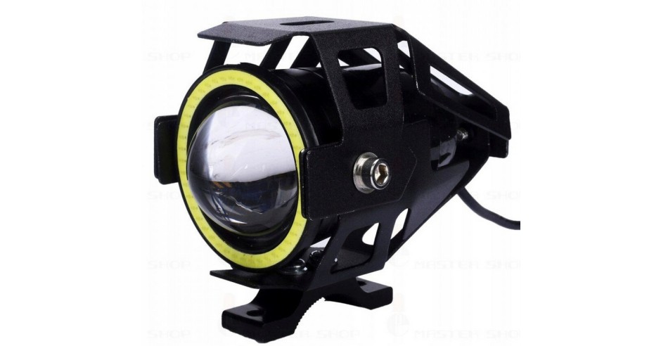 Proiector led moto, ATV, Off Road, cu angel eye, 2 faze si mod ...