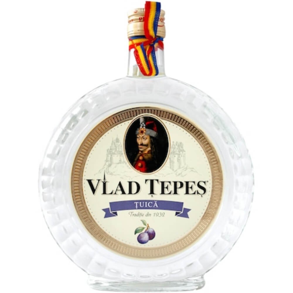 Tuica de Prune Vlad Tepes 45%, 0.7L, Plosca Lemn, Tuica, Tuica de ...