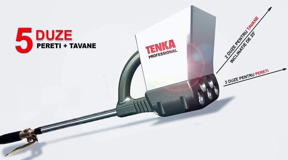 Masina de tencuit cu 5 duze - TENKA. Perete + tavan. Pompa, pistol ...