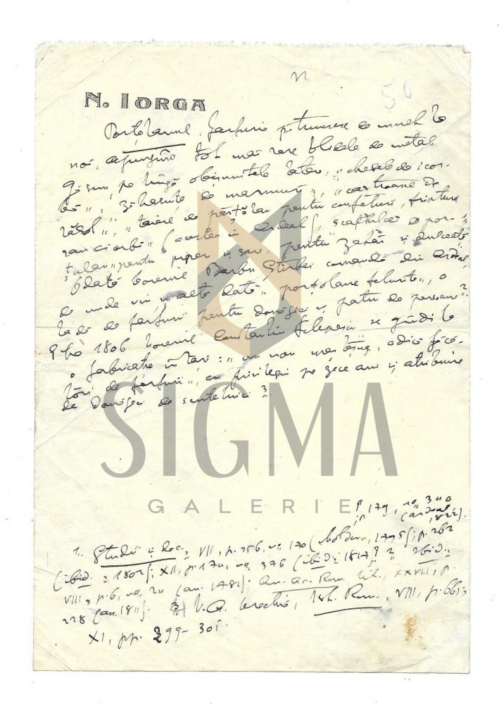 MANUSCRIS / DOCUMENT ORIGINALA, NICOLAE IORGA, ARTICOL ISTORIA ROMANIEI ...