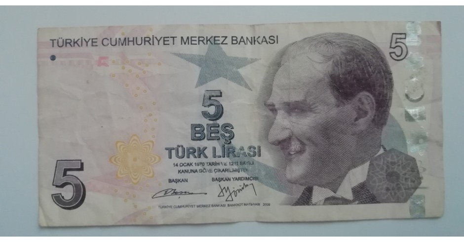 B11 22 - Bancnota foarte veche - Turcia - 5 lire - 2009 | Okazii.ro