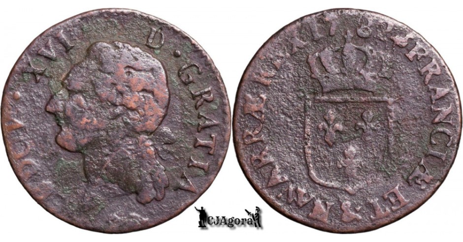 1782 (&), ½ Sol of an Ecu - Ludovic al XVI-lea - Regatul Franței ...