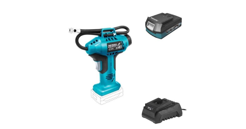 Compresor aer auto, cu acumulator 2 Ah, incarcator 18V Li-ion, 11 bar ...