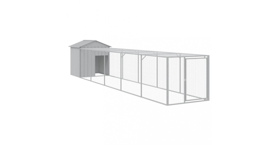 Cotet pui cu incinta gri deschis 117x609x123 cm otel galvanizat ...