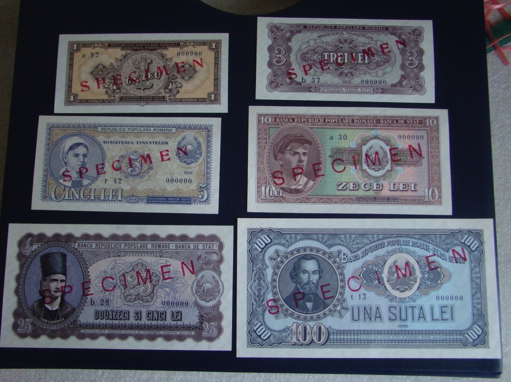 Set Complet Bancnote 1952 ROMANIA - SPECIMEN | arhiva Okazii.ro