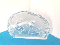 Bloc cristal masiv relief, suflat in mulaj - design Paul Isling, Nybro ...