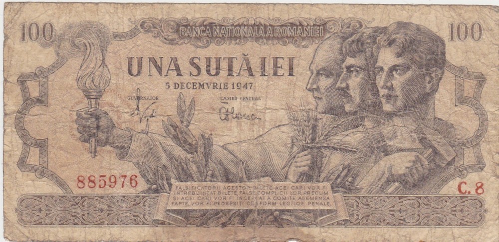 ROMANIA 100 LEI 5 DECEMBRIE 1947 UZATA | arhiva Okazii.ro