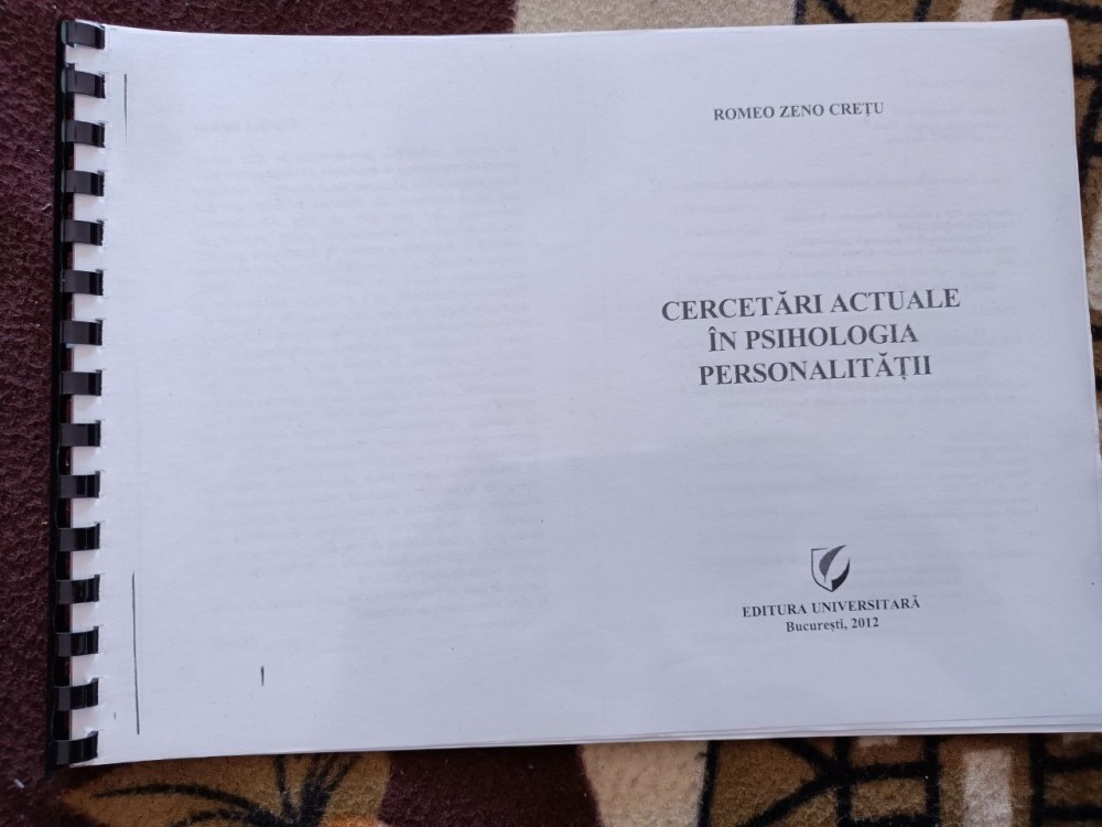 Cercetari actuale in Psihologia Personalitatii (Romeo Zeno Cretu ...