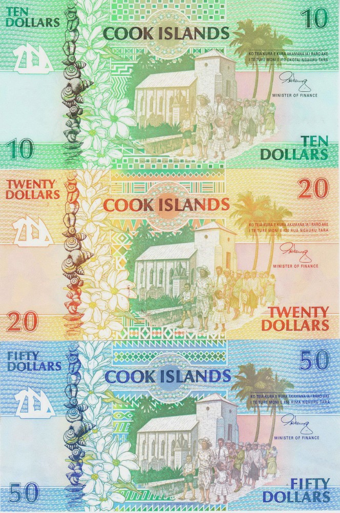 Bancnota Insulele Cook 10, 20 si 50 Dolari (1992) - P8-10 UNC ( set x3 ...